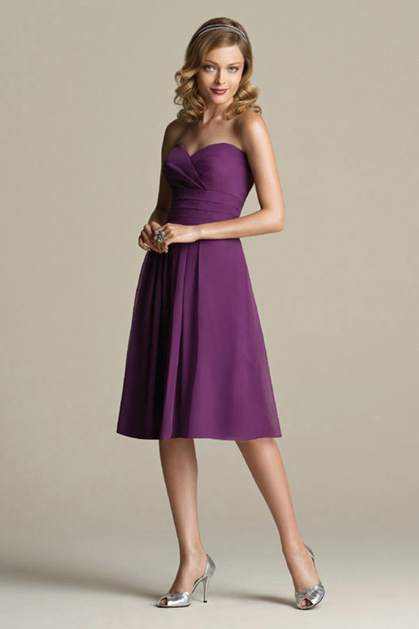 Robe Violette Courte Simple Pour Demoiselle Dhonneur Persun Fr