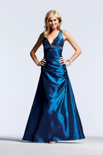 Robe De Bal En Taffetas Bleu Royal à A Ligne En Taffetas Bleu Royal